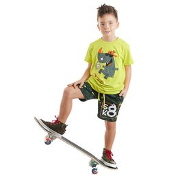 Denokids 2tlg. Outfit "Skater Hippo" in Gelb/ Gr&uuml;n - 66% | Gr&ouml;&szlig;e 104 | Kinder-oberteile