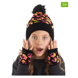 Denokids 2tlg. Winteraccessoires-Set in Schwarz/ Orange - 68% | Gr&ouml;&szlig;e 92-110 | Kindermuetzen