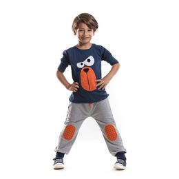 Denokids 2tlg. Outfit "Very Serious" in Dunkelblau/ Grau - 64% | Gr&ouml;&szlig;e 98 | Kinder-longsleeves