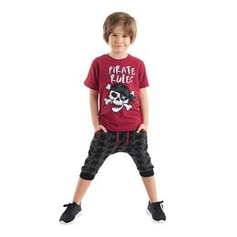 Denokids 2tlg. Outfit "Pirate Rules" in Rot/ Anthrazit - 76% | Gr&ouml;&szlig;e 110 | Kinder-oberteile