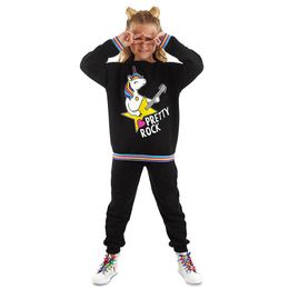 Denokids 2tlg. Outfit "Rock Unicorn" in Schwarz - 71% | Gr&ouml;&szlig;e 104 | Kinder-sweatshirts-jacken