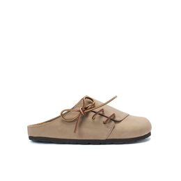 Mandel Leder-Clogs in Beige - 64% | Gr&ouml;&szlig;e 41 | Damen-pantoletten