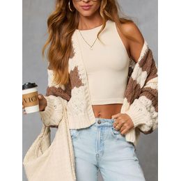 Milan Kiss Cardigan in Creme/ Braun - 53% | Gr&ouml;&szlig;e M | Damen-pullover-cardigans