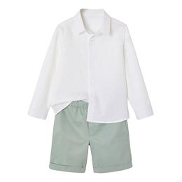 Vertbaudet 2tlg. Outfit in Wei&szlig;/ T&uuml;rkis - 60% | Gr&ouml;&szlig;e 110 | Kinder-blusen-hemden