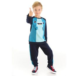 Denokids 2tlg. Outfit "Shark Boy" in Dunkelblau/ Blau - 76% | Gr&ouml;&szlig;e 92 | Kinder-sweatshirts-jacken