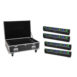 Eurolite Set 4x LED BAR-8 SWING QCL Leiste + Flightcase mit Rollen