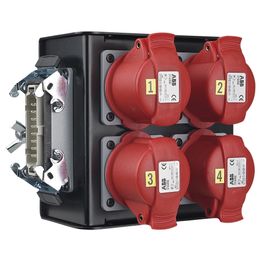 Showgear Breakout-box - 4 x CEE 4P 16A Rot