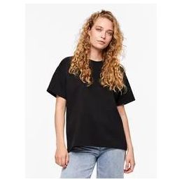 Kurzarmshirt Pieces "PCSKYLAR SS OVERSIZED TEE NOOS", Damen, Gr. XS, schwarz, Jersey, Obermaterial: 57% Polyester, 43% Baumwolle, unifarben, oversize normal, Rundhals, Shirts
