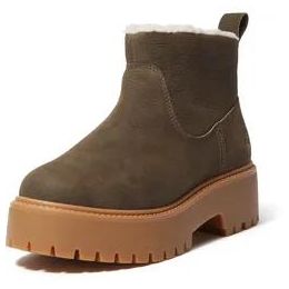 Chelseaboots Timberland "STONE STREETMID WARM LINED BOOT", Damen, Gr. 41,5, schwarz braun full grain, Leder, Schuhe Chelseaboots, Winterstiefel, Winterschuhe, Stiefelette, gef&uuml;ttert