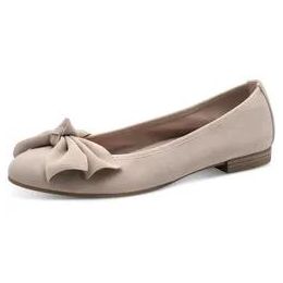 Ballerina Tamaris, Damen, Gr. 40, taupe, Ziegenveloursleder, unifarben, Schuhe Ballerina, Blockabsatz, Businessschuh, Schlupfschuh hat eine schmale Form
