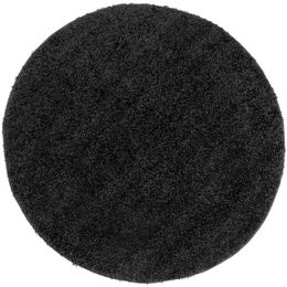 Hochflor-Teppich Carpet City "Shaggi uni 500" Gr. 44, schwarz, H:30mm &Oslash;:80cm, Kunstfaser, Teppiche, Shaggy-Teppich, Uni-Farben, Langflor, Weich