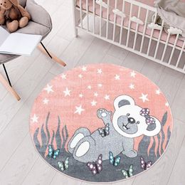 Kinderteppich Carpet City "ANIME916", rosa, H:11mm &Oslash;:160cm, Polypropylen (PP), Teppiche, Kinderteppich, Kinderzimmer Teppich Modern mit lustigen Cartoon-Figuren, Multi