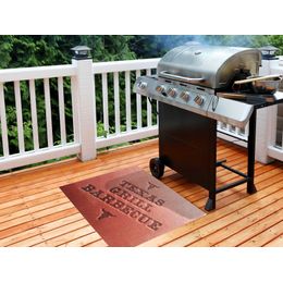 Fu&szlig;matte "BBQ Grillunterlage TEXAS, Made in Belgium", braun, B:90cm H:5mm L:120cm, Polyamid, PRIMAFLOR-IDEEN IN TEXTIL, Teppiche, Fu&szlig;matte, Grillmatte ideal als Bodenschutz, mit Spruch, rutschhemmend, waschbar