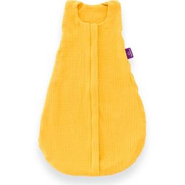Tr&auml;umeland Babyschlafsack TR&Auml;UMELAND "Sommerschlafsack LIEBMICH Baumwollmusselin, in den Gr&ouml;&szlig;en 60-110", Baby, Gr. L: 60cm, gelb (senfgelb), Bezug: 100% Baumwolle, Schlafs&auml;cke