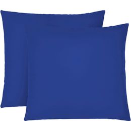 Kissenbezug Biberna "Michi Feinjersey mit Rei&szlig;verschluss", blau (saphir), B:40cm L:40cm, Feinjersey, Obermaterial: 100% Baumwolle, Kissenbez&uuml;ge, Kissenbezug, verschiedene Gr&ouml;&szlig;en, Feinjersey Kissenh&uuml;lle aus 100% Baumwolle