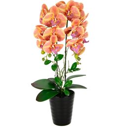 Kunstblume I.GE.A. "Orchidee", orange, B:26cm H:58cm L:18cm, Kunstpflanzen, Im Topf Phalaenopsis Orchidee Phalaenopsis mit &Uuml;bertopf Hochzeit