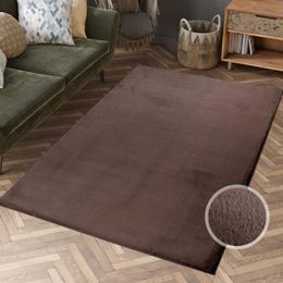 Hochflor-Teppich Carpet City "TOPIA 400", grau (taupe dunkel), B:160cm H:21mm L:230cm, Polyester, Teppiche, Kunstfell-Teppich mit Kaninchenfell-Optik, Haptik, Schlafzimmer