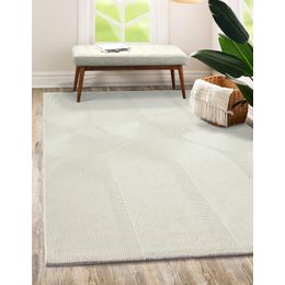Teppich the carpet "Lima", beige (creme), B:80cm H:12mm L:150cm, Polyester, Teppiche, Teppich, Designer Teppich Flor 1 recyceltem Polyester waschbar