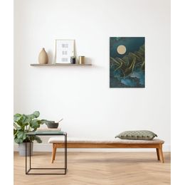 Leinwandbild Komar "Moon Waves - Gr&ouml;&szlig;e 40 x 60 cm", bunt (farbe bild(er): blau, gelb, wei&szlig;), B:40cm, Holz, Papier, Bilder, Leinwandbild, Keilrahmenbild mi Echtholzrahmen