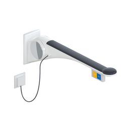 HEWI 802 LifeSystem St&uuml;tzklappgriff 802.50.45160GU 850 mm, wei&szlig; hochglanz/anthrazit matt, Sp&uuml;lausl&ouml;sung, Funktionstaste links