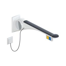 HEWI 802 LifeSystem St&uuml;tzklappgriff 802.50.45260GU 900 mm, wei&szlig; hochglanz/anthrazit matt, Sp&uuml;lausl&ouml;sung, Funktionstaste links