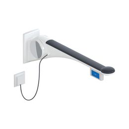 HEWI 802 LifeSystem St&uuml;tzklappgriff 802.50.44760GU 850 mm, wei&szlig; hochglanz/anthrazit matt, Sp&uuml;lausl&ouml;sung rechts
