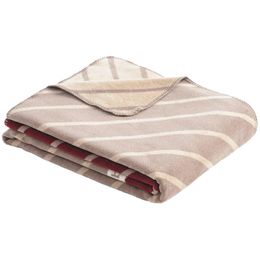 Wohndecke Bugatti "Bugatti", rot (bordeaux, beige), B:150cm L:200cm, Baumwolle, Polyacryl, Polyester, Wohndecken, Wohndecke, mit edlem Logo