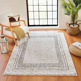 Teppich LIVABLISS "MONACO", grau (wei&szlig;, grau), B:200cm H:14mm L:275cm, Kunstfaser, Teppiche, Teppich, Skandinavischer Teppich, Kurzflor Boho-Wohnzimmerteppich