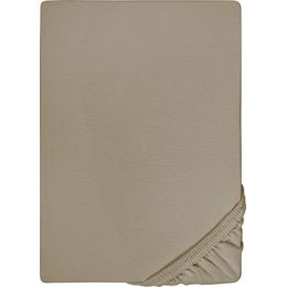 Spannbettlaken Biberna "Marc", grau (taupe), L:200cm, Jersey, Obermaterial: 100% Baumwolle, Bettlaken, Spannbettlaken, aus Baumwolle, f&uuml;r Matratzen bis 22 cm H&ouml;he, Bettlaken, Spannbetttuch