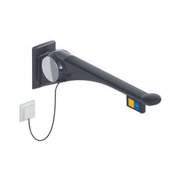 HEWI 802 LifeSystem St&uuml;tzklappgriff 802.50.45460DR 750 mm, anthrazit hochglanz/anthrazit matt, Sp&uuml;lausl&ouml;sung, Funktionstaste links