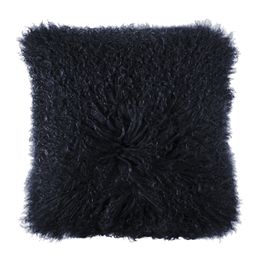 Dekokissen Pad "Glory", schwarz, unifarben, B:40cm L:40cm, Lammfell, Polyester, Dekokissen_Sitzkissen_Kissenh&uuml;llen, Echtfell