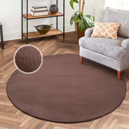 Hochflor-Teppich Carpet City "TOPIA400", grau (taupe dunkel), H:21mm &Oslash;:160cm, Obermaterial: 100% Polyester, Teppiche, besonders weich und kuschelig durch Polyester, Uni-Farben