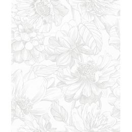 Vliestapete Art for the home "Soft Blush Dahlia", grau, B:0,53m L:10m, Vlies, Tapeten, Grau - 53x10m