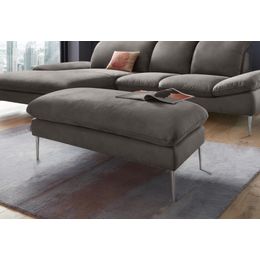 Hocker W.Schillig "enjoy&MORE", grau (antracite s37), B:106cm H:45cm T:71cm, Chenille-Flachgewebe R66 (85% Polyester, 15% Nylon);Longlife Xtra-Leder Z59: Glattleder mit modischer Pr&auml;gung. Hautst&auml;rke 0, 9 - 1, 1 mm;Stoff S37 (100% Polyester), Hocker, Hocker, F&uuml;&szlig;e Chrom gl&auml;nzend, Breite 106 cm