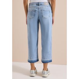 Loose-fit-Jeans Cecil, Damen, Gr. 30, L&auml;nge 26, light blau random bleached, Jeans, 77% Baumwolle, 20% Polyester, 3% Elasthan, unifarben, kniebedeckend, Jeans, mit Wide Legs
