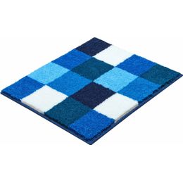 Badematte Grund "BONA" Gr. 3, blau, H:20mm, Polyester, Badematten, Badematte, rutschhemmender R&uuml;cken, kariert, flauschig, weich