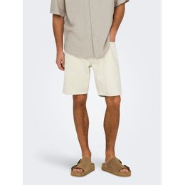 Only & Sons Shorts ONLY & SONS "ONSEDGE ECRU 2044 PIM DNM SHORTS", Herren, Gr. M, N-Gr, beige (ecru), Web, Obermaterial: 100% Baumwolle, unifarben, straight fit knielang, Hosen Shorts