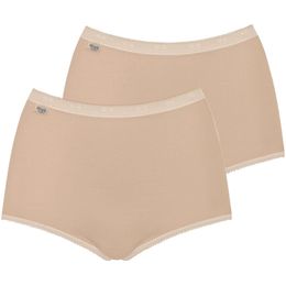 Maxislip Sloggi "Basic+", Damen, Gr. 44, beige, Single Jersey, Obermaterial: 95% Baumwolle, 5% Elasthan, k&ouml;rpernah, Unterhosen, perfekter Sitz, Baumwollmix, elastisch, weiche N&auml;hte