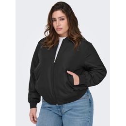 Bomberjacke Only CARMAKOMA "CARALMA BOMBER OTW", Damen, Gr. M, schwarz, Web, Obermaterial: 100% Polyester, unifarben, Rundhals, Rippb&uuml;ndchen, Jacken Bomberjacke