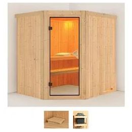 Sauna Karibu "Siirin", beige (naturbelassen), ohne Ofen, (ohne Ofen), Saunen, ohne Ofen