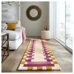 Wollteppich FLAIR RUGS "Kai Wool Border", pink, B:60cm H:10mm L:230cm, Wolle, Teppiche, Kai Wool Border L&auml;ufer Teppich
