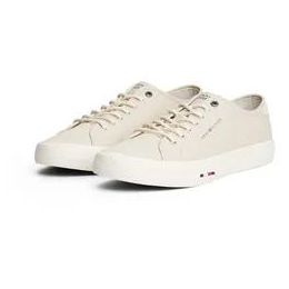 Sneaker Tommy Hilfiger "TH HI VULC STREET CANVAS", Herren, Gr. 42, beige, Textil, unifarben, Schuhe Sneaker, Freizeitschuh, Halbschuh, Schn&uuml;rschuh mit Logoflag im Plateau