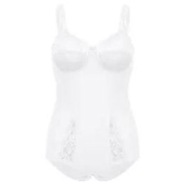 Body SuSa "Latina", Damen, Gr. 80, Cup E, wei&szlig;, Obermaterial: 78% Polyamid, 15% Elasthan, 7% Baumwolle, figurbetont, Bodys Body, stark formend, Glitzer-Effekt, Spitze, ohne B&uuml;gel