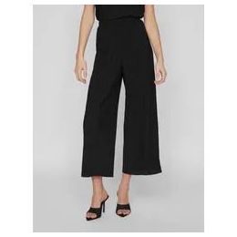 Schlupfhose Vila "VIPLISA HW CULOTTE PANTS - NOOS", Damen, Gr. L (40), N-Gr, schwarz (schwarz beauty), Web, Obermaterial: 65% Polyester, 35% Viskose, unifarben, regular fit wadenlang, Hosen Schlupfhose, Sommerhose, plissierte Optik