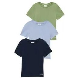 T-Shirt s.Oliver JUNIOR, M&auml;dchen, Gr. 104/110, blau, gr&uuml;n, navy, Jersey, Obermaterial: 100% Baumwolle, unifarben, regular fit normal, Rundhals, gerader Abschluss, Shirts T-Shirt, mit Rundhalsausschnitt