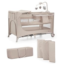 Kinderkraft Reisebett Joy 2, Beige, 60x120 cm, zusammenklappbar, Ausstieg, Babym&ouml;bel, Babybetten, Reisebetten