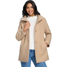Damen Boucl&eacute;jacke mit Stehkragen beige, Gr&ouml;&szlig;e 42