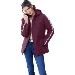 Damen Steppjacke Zierband mit Schriftzug burgund, Gr&ouml;&szlig;e 44