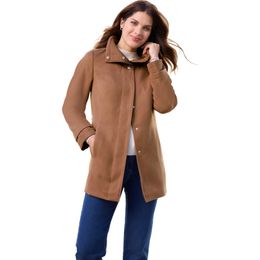 Damen Longjacke mit Stepp-Eins&auml;tzen braun, Gr&ouml;&szlig;e 48