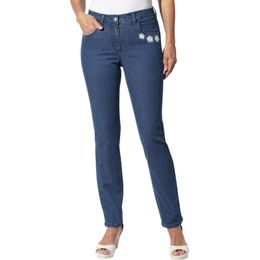 Damen Trachtenjeans mit Edelwei&szlig;-Stickerei blue-stone-washed, Gr&ouml;&szlig;e 28